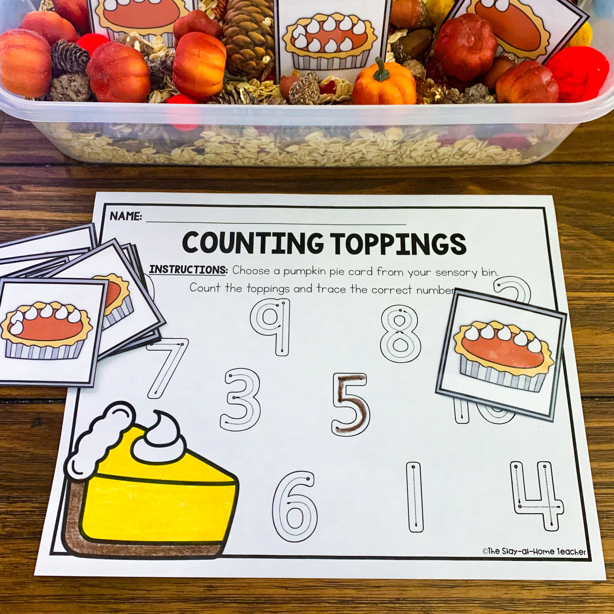 6 Fun Math and Literacy Thanksgiving Preschool Bins - The Stay-at-Home ...