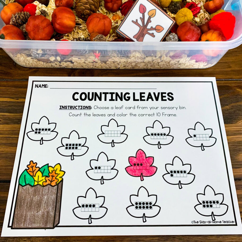 6 Fun Math & Literacy Fall Preschool Bins - The Stay-at-Home Teacher