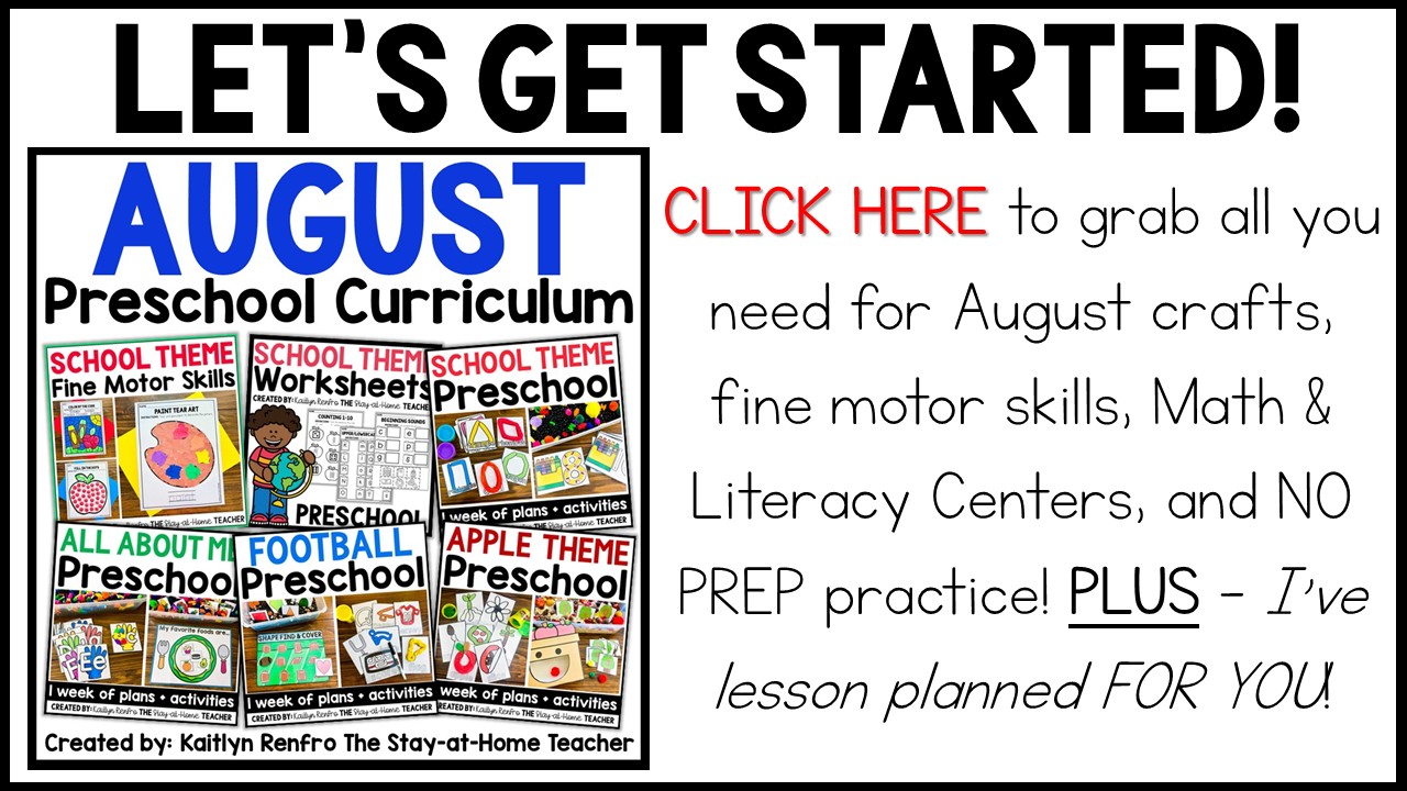 4 Exciting August Preschool Themes for Math, Literacy and Fine Motors ...
