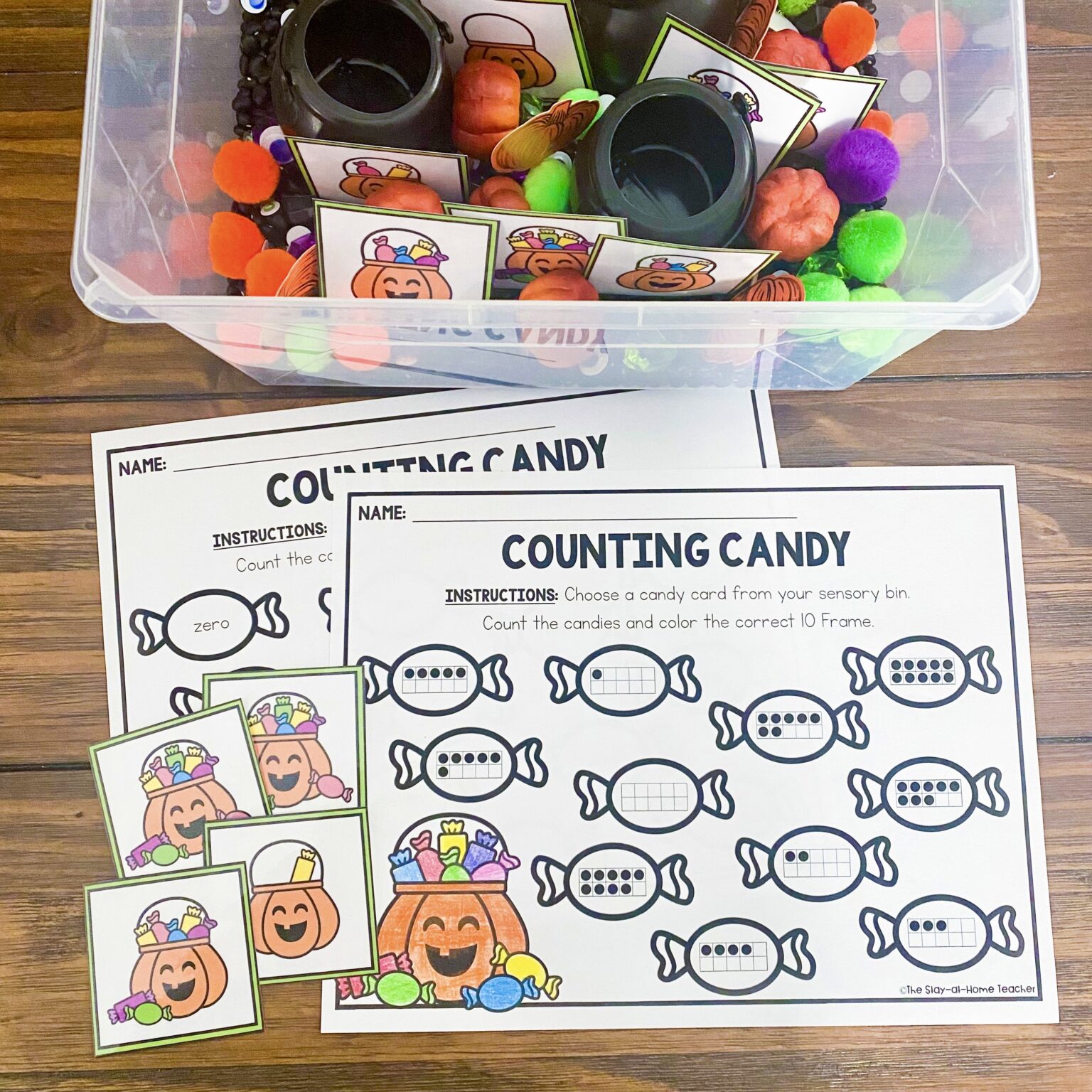 6 Fun Math and Literacy Halloween Preschool Bins - The Stay-at-Home Teacher