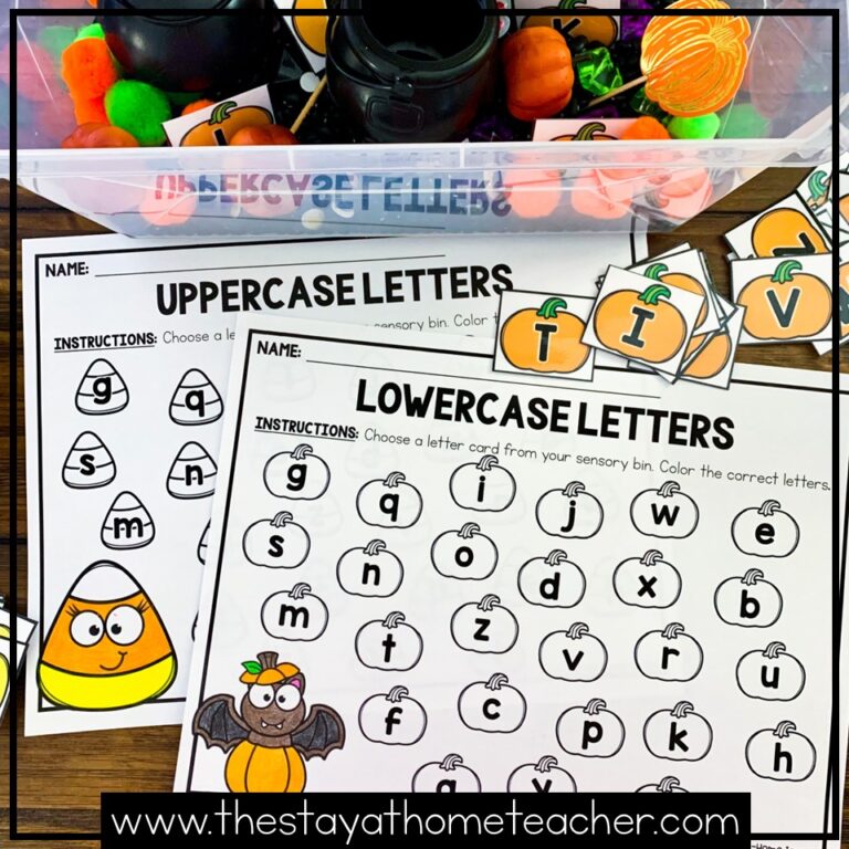 6 Fun Math and Literacy Halloween Preschool Bins - The Stay-at-Home Teacher