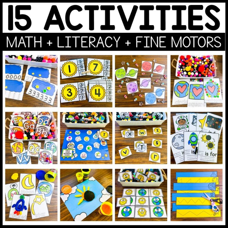 Space Preschool Theme with 15 Fun Math & Literacy Activities - The Stay ...