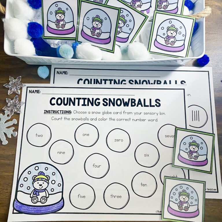 6 Fun Math and Literacy Winter Preschool Bins - The Stay-at-Home Teacher