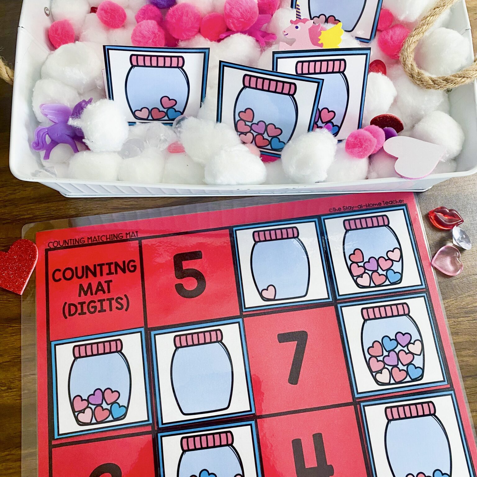 6 Fun Math and Literacy Valentine's Day Preschool Bins - The Stay-at ...